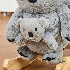 Qaba Kids Ride-On Rocking Horse, Koala-Shaped Rocker with Realistic Sounds for Children 18-36 Months, Gray