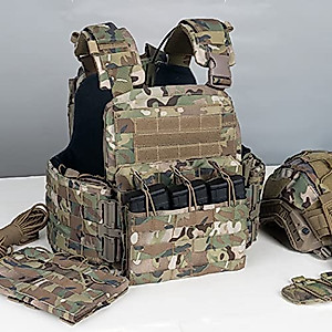 IDOGEAR Triple Mag Pouch, Open Top 5.56mm Magazine Pouch Fit for M4 M16 AR-15, Tactical Molle Mag Carrier Airsoft Hunting Military Gear (A:Multi-camo)