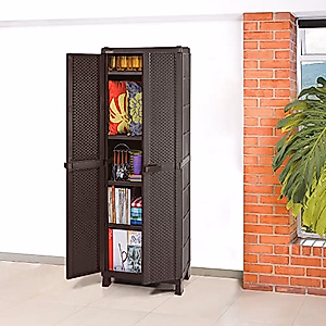 Rimax Resin Wicker Storage Cabinet, Large, Brown
