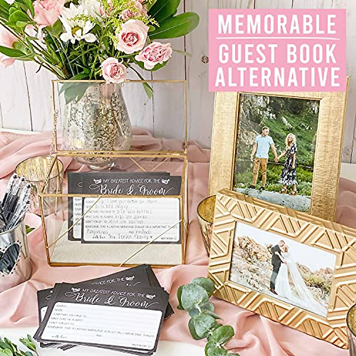 50 Floral Wedding Advice Cards - Wedding Guest Book Alternative, Bridal Shower Games For Guests , Wedding Card Boxes For Reception, Advice Cards For the Bride and Groom, Wedding Games For Guests