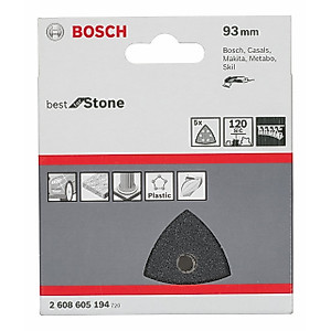 Bosch Professional Sanding Sheets for Triangular Sanders and Multi-Cutters (Pack of 5, 93 mm, 120 Grit, F355)