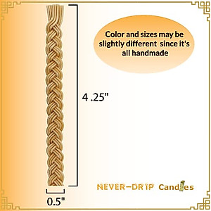 NEVER-DRIP Havdalah Candle - Dripless and Smokeless Beeswax Havdalah Candle - Handmade Braided Shabbat Candles, Mini Havdalah Candle For Travel and Jewish Gifts - 4" - Burns 8 Minutes - 2 Pack