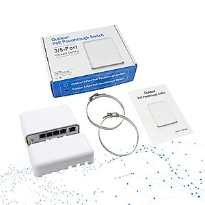 ThePoEstore Gigabit 5 Port PoE Extender Outdoor IP65 Waterproof PoE Passthrough Switch / PoE Amplifier / PoE Booster. 60W 10/100/1000Mbps. IEEE 802.3bt/at/af Compliant.