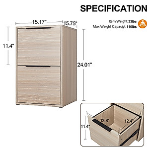 LUCYPAL 2 Drawer Wood File Cabinet,Wooden Storage Filing Cabinets with Hanging Bars for Letter Size,Under Desk Small File Cabinet for Home Office,Beige