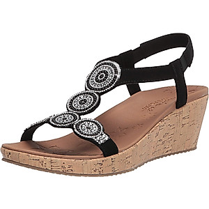 Skechers womens Beverlee - Date Glam Sandal , Black , 8 medium US