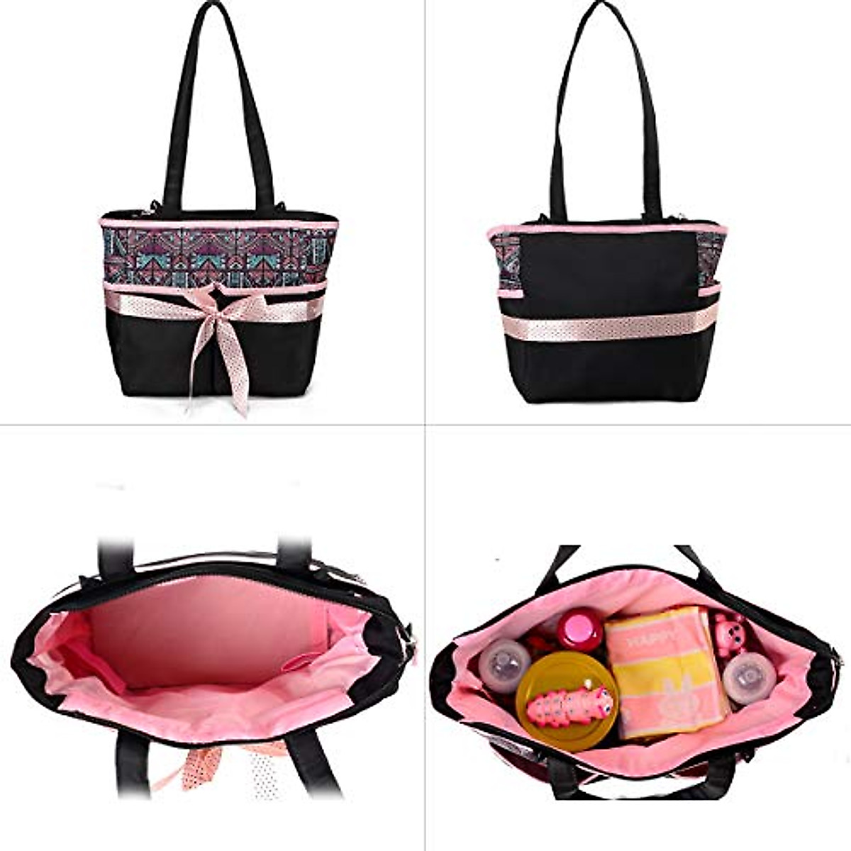 Diaper Tote Bag Diaper Bag - Nappy Bag Baby Diaper Totes for Mom Grils Unisex Maternity Nappy Bag Organizer Large Capacity Canva Tote Bag Beach Bag (Light Pink)