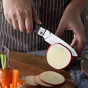 ZhengSheng 4.5" Folding Utility Knife 440A Stainless Steel Blade Natural Olive Handle Pocket Foldable Fruit knife peeling knife for Outdoor Camping Activities