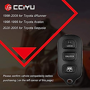 cciyu 1PC Uncut 4 Buttons Keyless Entry Remote Fob Case Replacement for Toyota Avalon 4Runne Sequoia (HYQ12BAN, HYQ12BBX, HYQ1512Y)