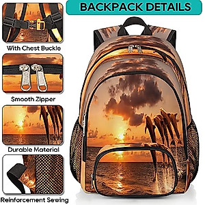 Yzrwebo Dolphins Backpack for Women Men Ocean Animal Dolphin Lightweight Backpack with Multiple Pockets Laptop iPad Tablet Travel Sports Bag Casual Daypack Backpack Adjustable Shoulder Straps