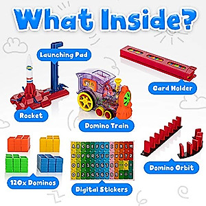 Domino Train Set - Dominoes for Kids, Domino Train Toy Machine - Prepares Your Domino Rally Experience Automatically for Boys and Girls Age 3-8