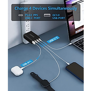 USB C Wall Charger, 4-Port 100W GaN USB C Charger, LIBRIDS Foldable PD 3.0 Fast Charger Block Power Adapter Compatible for MacBook Pro Air, iPhone 13 Pro max/12 Pro, Galaxy S20, USB-C Laptops, Black