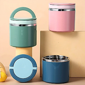 Ptsygantl Food Thermos, 630ml Soup Thermos, Stainless Steel Bento Box with Handle, Breakfast Cup Soup Storage Container Sealed for Work Travel (Blue)
