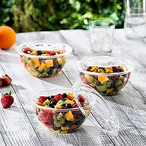 Comfy Package [50 Sets - 32 oz.] Clear Plastic Salad Bowls To Go With Airtight Lids