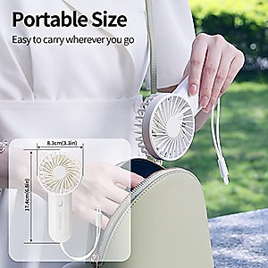 SmartDevil Portable Handheld Fan, Mini Dual-Bladed Hand Fan, 4000mAh Small Personal Rechargeable Battery Operated Fan, Powerful Wind, 3 Speed Adjustable, Hand Held Fan For Outdoor, Travel (White)