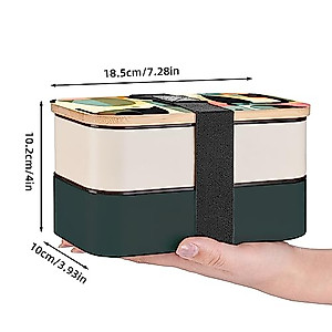 Mid-Century Modern Art Cat Adult Lunch Box, Bento Box, With Cutlery Set Of 3, 2 Compartments, Rectangular, Lunch Box For Adults