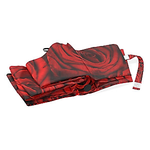DOENR Red Rose Compact Travel Umbrella Sun and Rain Windproof Auto Open Close Folding Umbrella