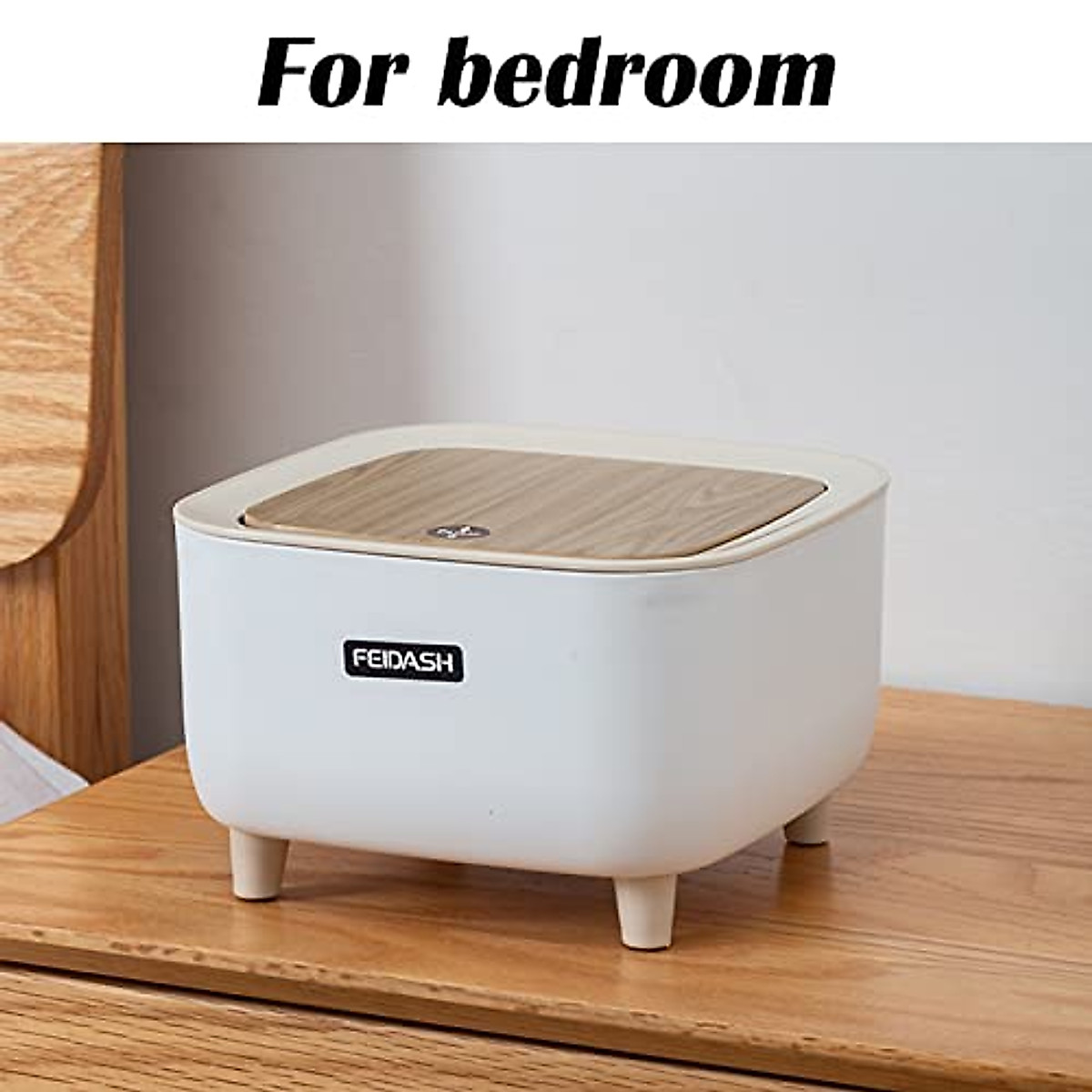 URALFA Mini Countertop Trash can，Mini Desktop Wastebasket with Lid，Tiny Garbage Can for Office,Bathroom Vanity, Desktop, Tabletop or Coffee Table,0.5 Gallon White Square Wastebasket