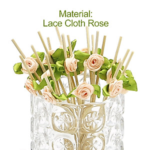 Minisland Pink Rose Flower Fancy Toothpicks for Appetizers 4.7 Inch Long Bamboo Cocktail Picks Bridal Shower Wedding Valentines Party Food Fruit Drinks Decorative Skewer Sticks 100 Counts –MSL222
