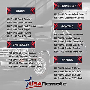 Car Key Fob Keyless Entry Remote fits Chevy Camaro/Pontiac Firebird Trans Am 1998 1999 2000 2001 2002 (16245100-29), Set of 2