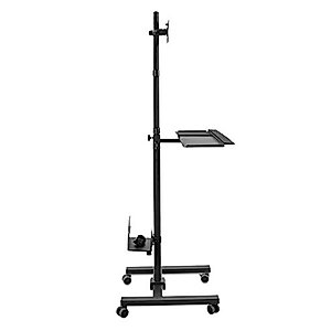 Mount-It! Rolling Computer Cart, Mobile Workstation with Tray Monitor Mount and CPU Holder, Height Adjustable and Mobile Stand for Office and Industrial Use
