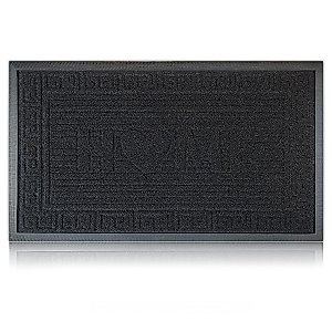 SNLSSTMKDGV Natural Rubber Outdoor Doormat with 'Home' Word Non Slip Ultra Absorbent Scratch Mud Door Mat for Front Door and Back Door, Garage, Garden, High Traffic Areas (Black, 17x29)