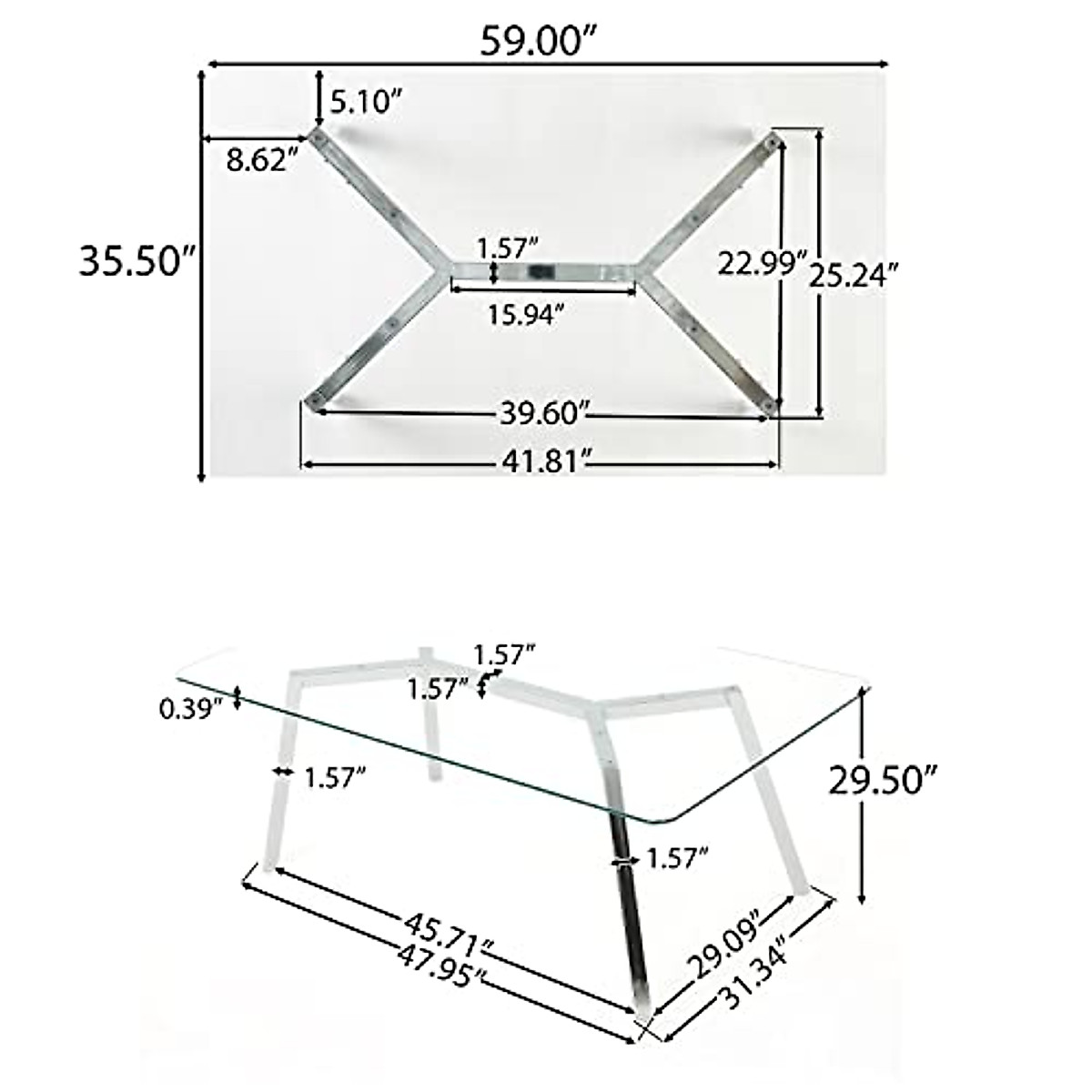 Christopher Knight Home Zavier Tempered Glass Dining Table, Clear / Chrome