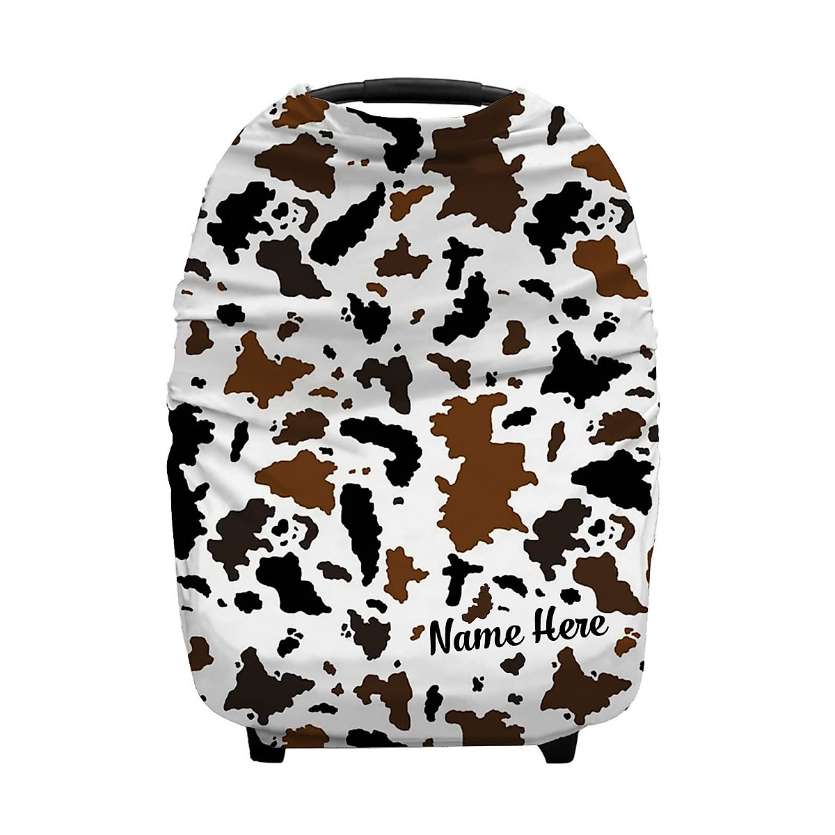 Personalized Baby Car Seat Cover for Boys Girls, Custom Nursing Covers for Breastfeeding with Name, Infant Stroller Cover, Baby Carseat Canopy for Newborn, Multiuse Car Seat Canopies, Cow Stripes
