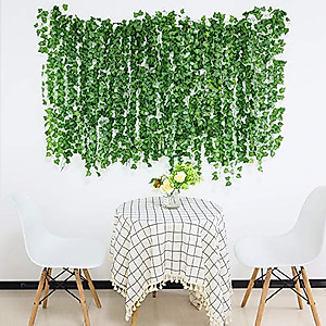 Zuvas 36 Pcs 252Ft Vines - Fake Vines Leaves, Artificial Ivy Garland, Hanging Vines - Vine Plants with Cable Tie - Fake Ivy for Wedding Party Garden Greenery Decor Outdoor Indoor Wall Decoration