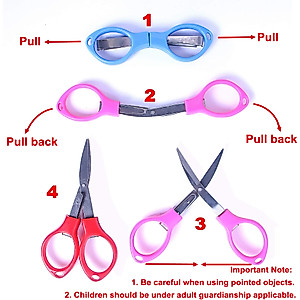 Folding Scissors,16 Pack Safe Portable Travel Scissors,Foldable Small Scissors Small Sewing Scissor,Stainless Steel Telescopic Cutter Used for Home Office