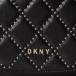 DKNY Sofia Studded Leather Small Saddle Bag Crossbody - Black