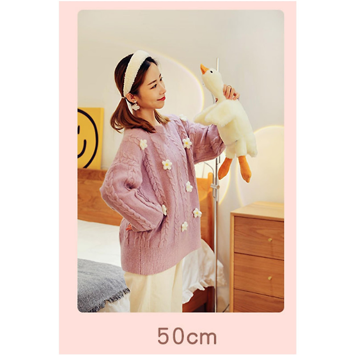 Bacmaze Goose Stuffed Animal Plush Pillow Big Duck Plushies Doll Cute Toy Goose Plush Xmas Gifts 20'' (19.7 inch, White Goose)