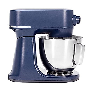 GE Tilt-Head Electric Stand Mixer | 7-Speed, 350-Watt Motor | Includes 5.3-Quart Bowl, Flat Beater, Dough Hook, Wire Whisk & Pouring Shield | Countertop Kitchen Essentials | Sapphire Blue