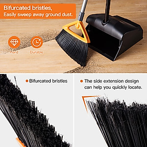 CLEANHOME Outdoor Broom for Sweeping with 2 Heads, Commercial Household Heavy-Duty Long Handle Deck Broom, Indoor Kitchen Broom for Garage Courtyard Lobby Sidewalks Office Home School