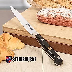 STEINBRÜCKE Kitchen Utility Knife - 5 inch Utility Knife Made from German 5Cr15Mov(HRC58) Stainless Steel, Premium Sharp Petty Knife with Ergonomic Handle for Home, Kitchen & Restaurant