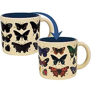 The Unemployed Philosophers Guild Butterfly Color Changing Heat Transforming Mug - Hot Coffee Reveals 18 Butterflies in Beautiful Colorful Detail, Comes in a Fun Box, 14oz.