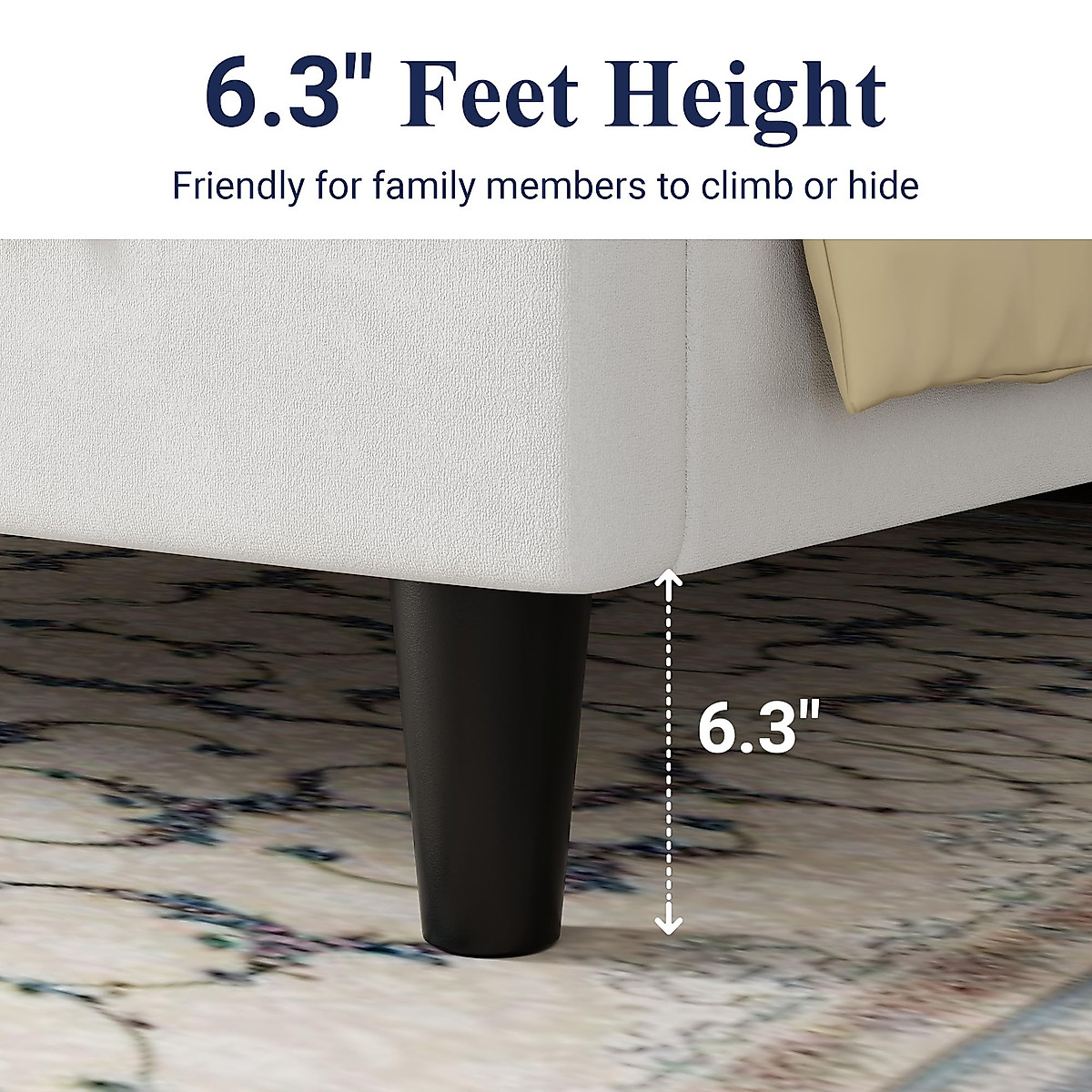 Allewie Queen Bed Frame/Velvet Upholstered Bed Frame with Vertical Channel Tufted Headboard/Strong Wooden Slats/Platform Bed Frame/Mattress Foundation/Box Spring Optional/Easy Assembly/White