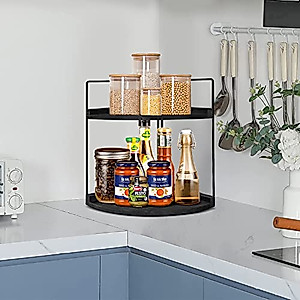 Modesign 2-Tier Bathroom Counter Organizer, Bathroom Corner Storage Shelf, Bathroom Trays for Counter Vanity Organizer, Cosmetic Holder Perfume Makeup Organizer Standing Rack, Kitchen Spice Rack