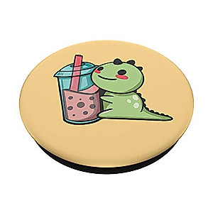 Cute Kawaii Dinosaur Bubble Tea PopSockets Swappable PopGrip