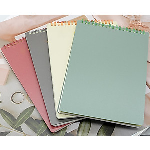 Yansanido Top Bound Spiral Notebook, 4 Pcs 4 Color 9.8 Inch x 6.9 Inch B5 Size Thick Plastic Hardcover 7mm College Ruled Paper 80 Sheets (160 Pages) Journal for School and Office Supplies (4 Pcs B5)