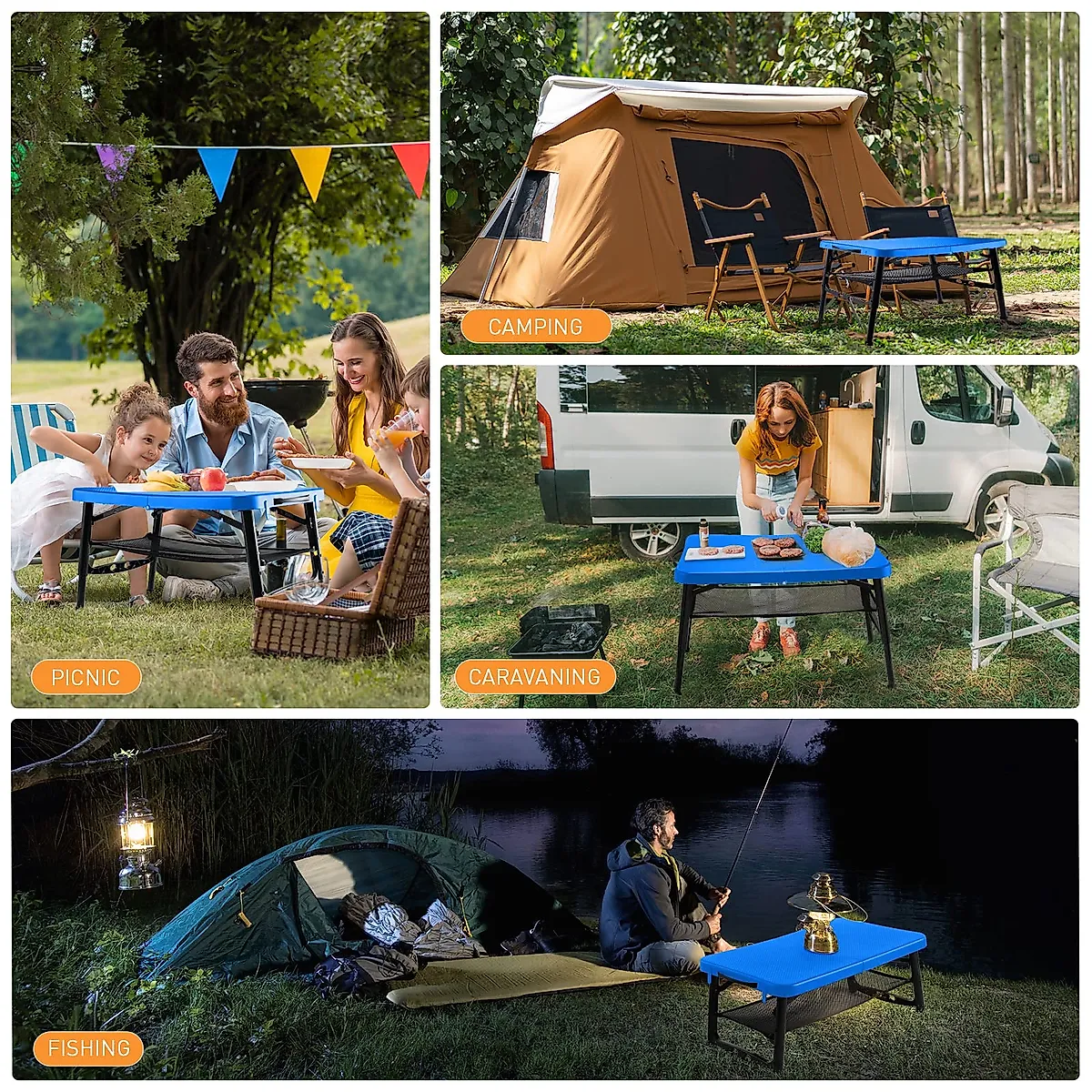 Small Folding Table Portable for Camping - Mondoshop Lightweight Foldable Table with Mesh Fabric for Outdoor Cooking, Picnic, Camp, Beach, Travel
