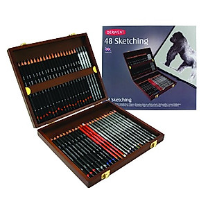 Derwent Sketching Pencils, 4mm Core, Wooden Box, 48 Count (0700759)
