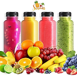 Kaderron 40pcs 12oz Plastic Juice Bottles with Caps, Empty PET Disposable Plastic Bottles, Clear Bulk Drink Containers with Black Tamper Evident Lids for Juicing, Drinking and Other Beverages