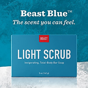 Beast Light Scrub Bar Soap, Naturally Exfoliating Scrubbing Soap, Beast Blue Scent Smells Amazing, 5oz