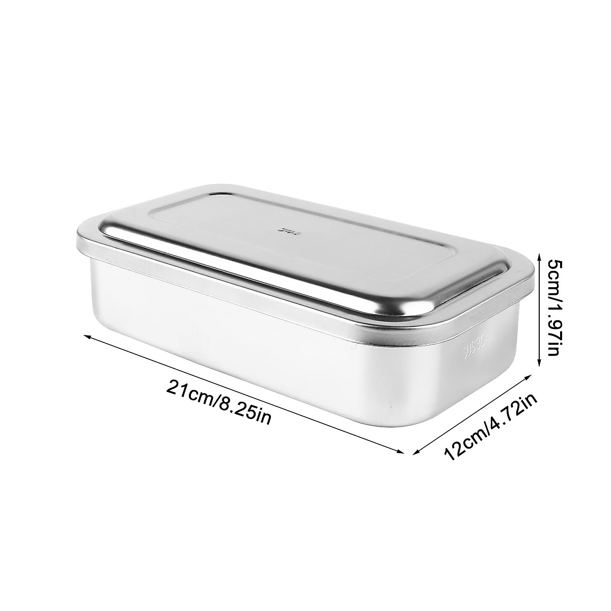 Baluue Stainless Steel Instruments Trays with Lid, Plate Trays Boxs, Sterilized Metal Box Organizer for Lab Instrument Container Supplies Silver 8 Inch