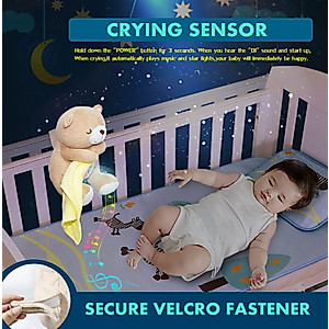 Baby Sleep Soother, Cry Activated Sensor Teddy Bear Lullabies & Mom Heartbeat, White Noise Machine, Nursery Toddler Star Night Light Projection Sleep Aid, Unique Baby Girl, Baby boy and New Baby Gifts