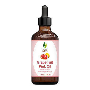 SVA Grapefruit Essential Oil Pink – 4 Fl Oz – 100% Natural Grapefruit Oil - for Diffuser, Hair Care, Face, Skin Care, Aromatherapy, Scalp and Body Massage, Soap and Candle Making - with Dropper