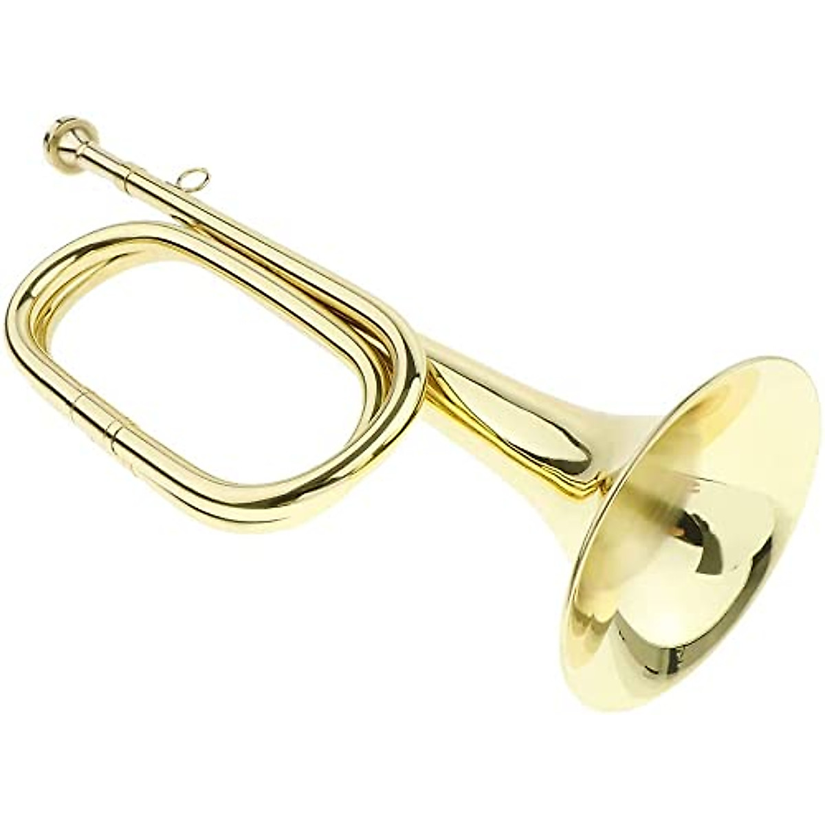 TUOREN Gold Bugle Cavalry Trumpet Brass Instrument for School Band Cavalry Beginner Military Orchestra W/Carrying Bag