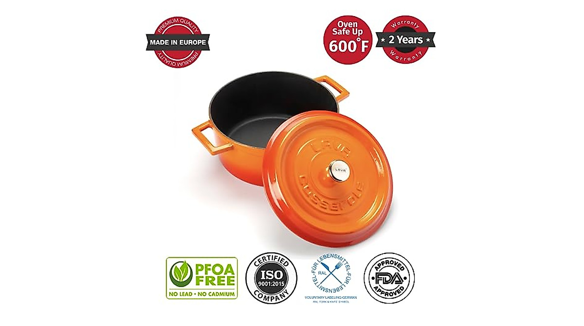 LAVA 7 Qt Cast Iron Dutch Oven - Stylish & Durable Cookware