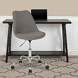 Flash Furniture Aurora Series Mid-Back Light Gray Fabric Task Office Chair with Pneumatic Lift and Chrome Base
