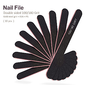 Nail File and Polishing Buffer Block Set,2pcs 4 Way Nail Buffing,Polish Nail Surface Shine Nail,Remove ridegs & 10pcs Double Sided 100/180 Grit Nail File Emery Board Filer,Nail Care Tools